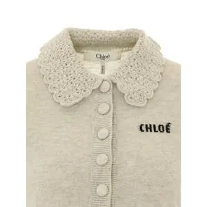 Chloé Logo Slim Fit Cardigan - Gray