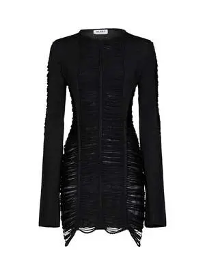 Attico Black Fringed Viscose Knit Mini Dress - Multicolor