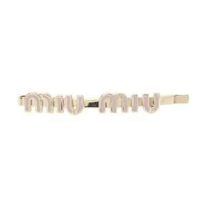 Miu Miu Logo Enameled Metal Hair Clip - Pink