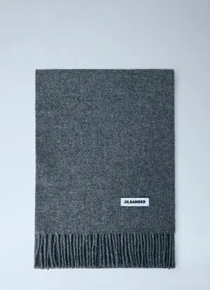 JIL SANDER Fringed Wool Scarf - Gray