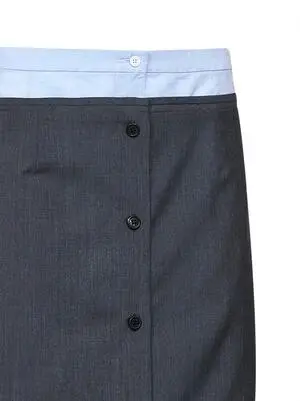 Prada Wool And Mohair Midi Skirt With Shirt-style Insert - Multicolor