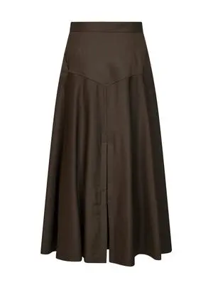 Burberry Wool Twill Belted Midi Skirt - Multicolor