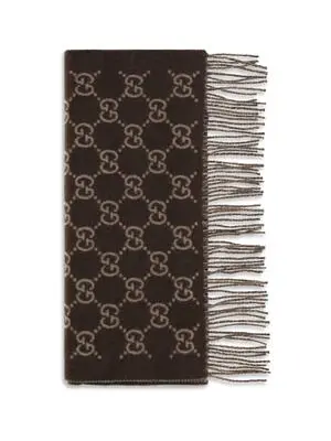 Gucci Gg Cashmere Scarf - Brown