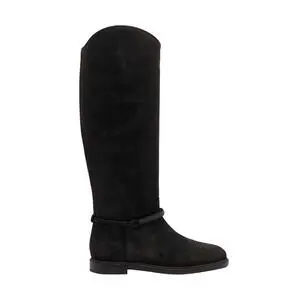 Brunello Cucinelli Suede Boots With Precious Strap - Brown