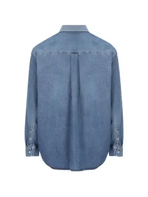 Celine Logo Cotton Denim Shirt