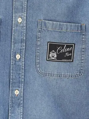 Celine Logo Cotton Denim Shirt - Multicolor
