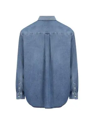 Celine Logo Cotton Denim Shirt - Multicolor