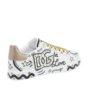 Dolce & Gabbana Portofino Leather Sneakers - White