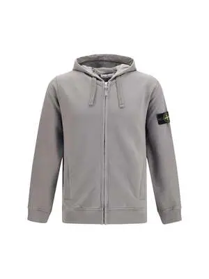 Stone Island Cotton Zip Hoodie With Compass Logo
