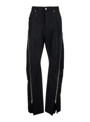 Rick Owens Bolan Banana' Stretch Cotton Pants With Zip Details - Black