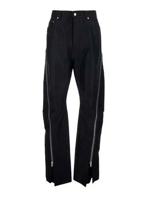 Rick Owens Bolan Banana Stretch Cotton Pants With Zip Details - Black