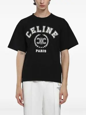 Celine Logo Cotton T-shirt - Multicolor