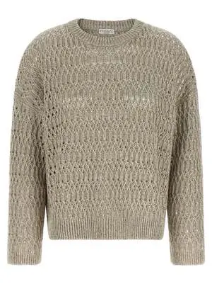Brunello Cucinelli Dazzling Braids' Sweater - Cream