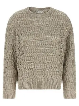Brunello Cucinelli Dazzling Braids' Sweater - Cream