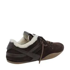 Miu Miu Gymnasium Suede And Shearling Sneakers - Brown