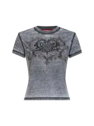 DIESEL® Black Rhinestone-embellished Jersey T-ila-aa1 T-shirt - Multicolor