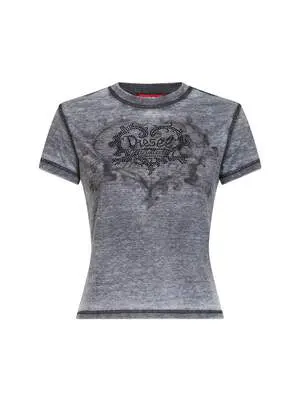 DIESEL® Black Rhinestone-embellished Jersey T-ila-aa1 T-shirt - Multicolor
