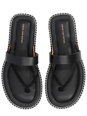 Dries Van Noten Leather Sandal - Black