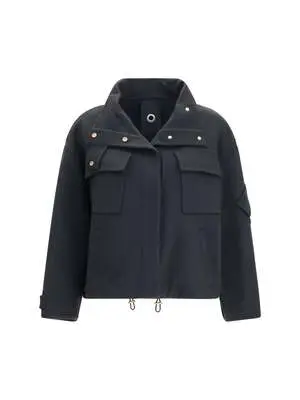 Giorgio Armani Coat Caban In Double Cashmere Blouson With High Collar - Gray