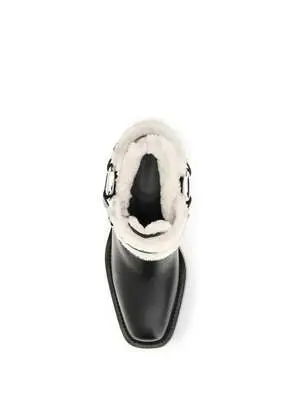 Rabanne Shearling Trim Biker Ankle Boots
