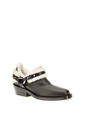 Rabanne Shearling Trim Biker Ankle Boots