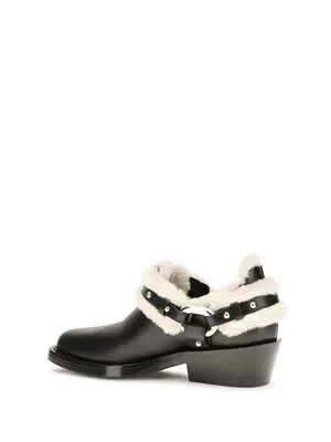 Rabanne Shearling Trim Biker Ankle Boots