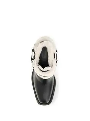 Rabanne Shearling Trim Biker Ankle Boots