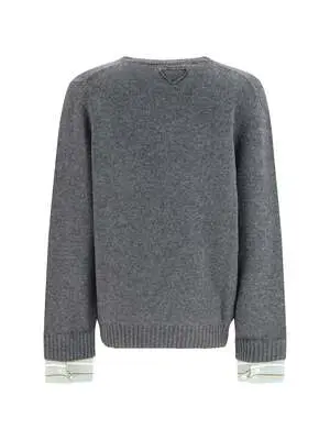 Prada Crewneck Wool Sweater - Gray