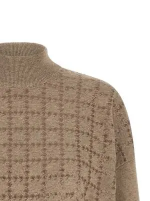 Brunello Cucinelli Sequined Cashmere Turtleneck Sweater - Cream