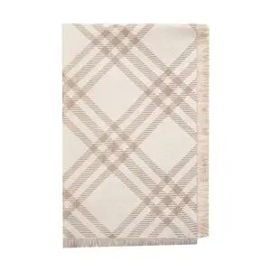 Burberry Degrade' Check Scarf In Wool And Silk - Cream