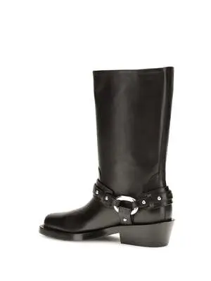 Rabanne Leather Buckle Snkle Boots