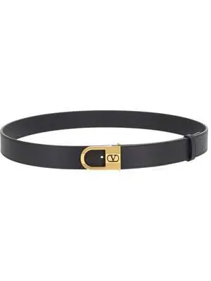 Valentino Garavani Vlogo Leather Belt - Black