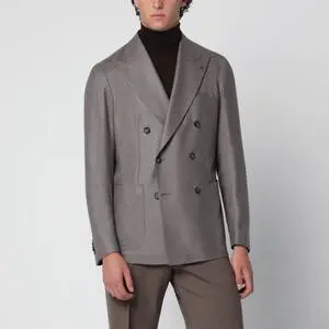 Tagliatore Grey Double-breasted Jacket In Wool And Cashmere - Gray