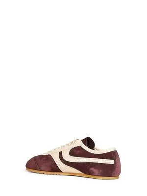 Dries Van Noten Dark Purple Suede Sneakers With Leather Details - Multicolor