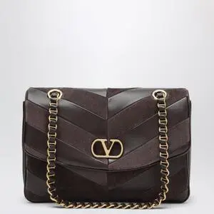 Valentino Garavani Djuna Suede And Nappa Shoulder Bag - Brown