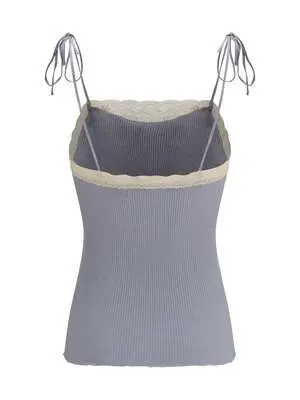 Chloé Jersey And Lace Thin Strap Top - Blue