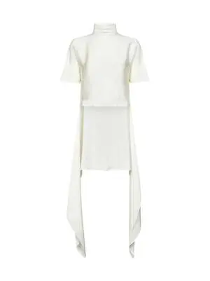 Alaïa Cream White Cady Asymmetric Top - Multicolor
