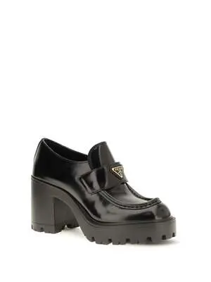 Prada Leather Heeled Loafers