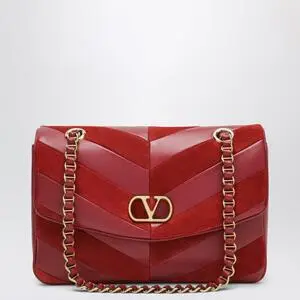 Valentino Garavani Djuna Medium Suede And Nappa Shoulder Bag - Red