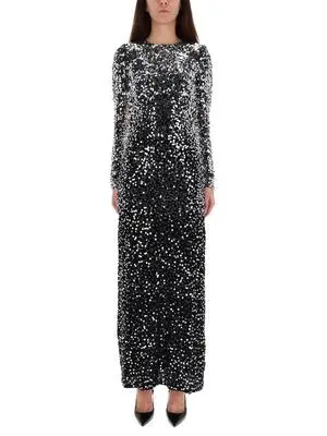 Rabanne Long Dress With Sequins - Black