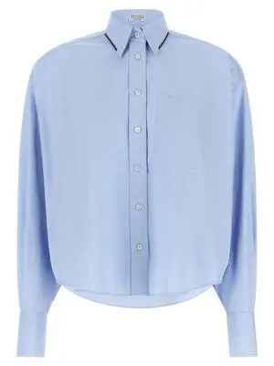 Brunello Cucinelli Shiny Trim' Shirt - Blue