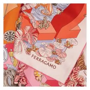 FERRAGAMO Jungle Party Print Silk Scarf