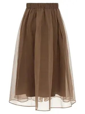 Brunello Cucinelli Silk Midi Skirt