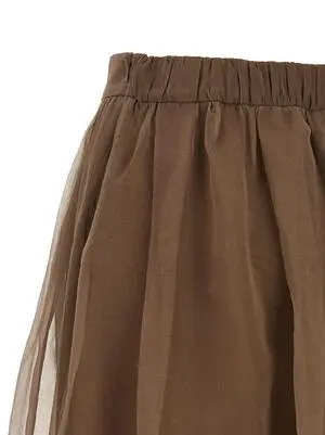 Brunello Cucinelli Silk Midi Skirt