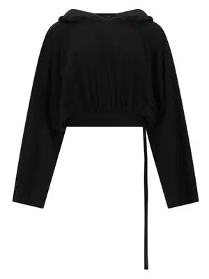 Rick Owens Cropped Hooded T-shirt - Black