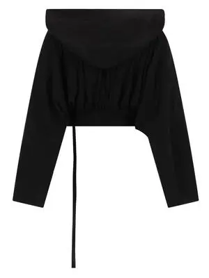 Rick Owens Cropped Hooded T-shirt - Black