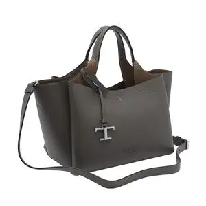 TOD'S Mini Leather Bag With T Timeless Pendant - Gray