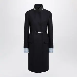 Prada Wool Coat With Belt - Blue