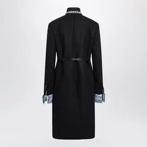 Prada Wool Coat With Belt - Blue