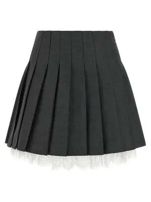 SELF-PORTRAIT Pleated Skirt - Gray